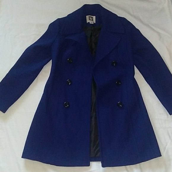 Anne Klein | Jackets & Coats | Nwt Anne Klein Blue Wool Blend Coat ...